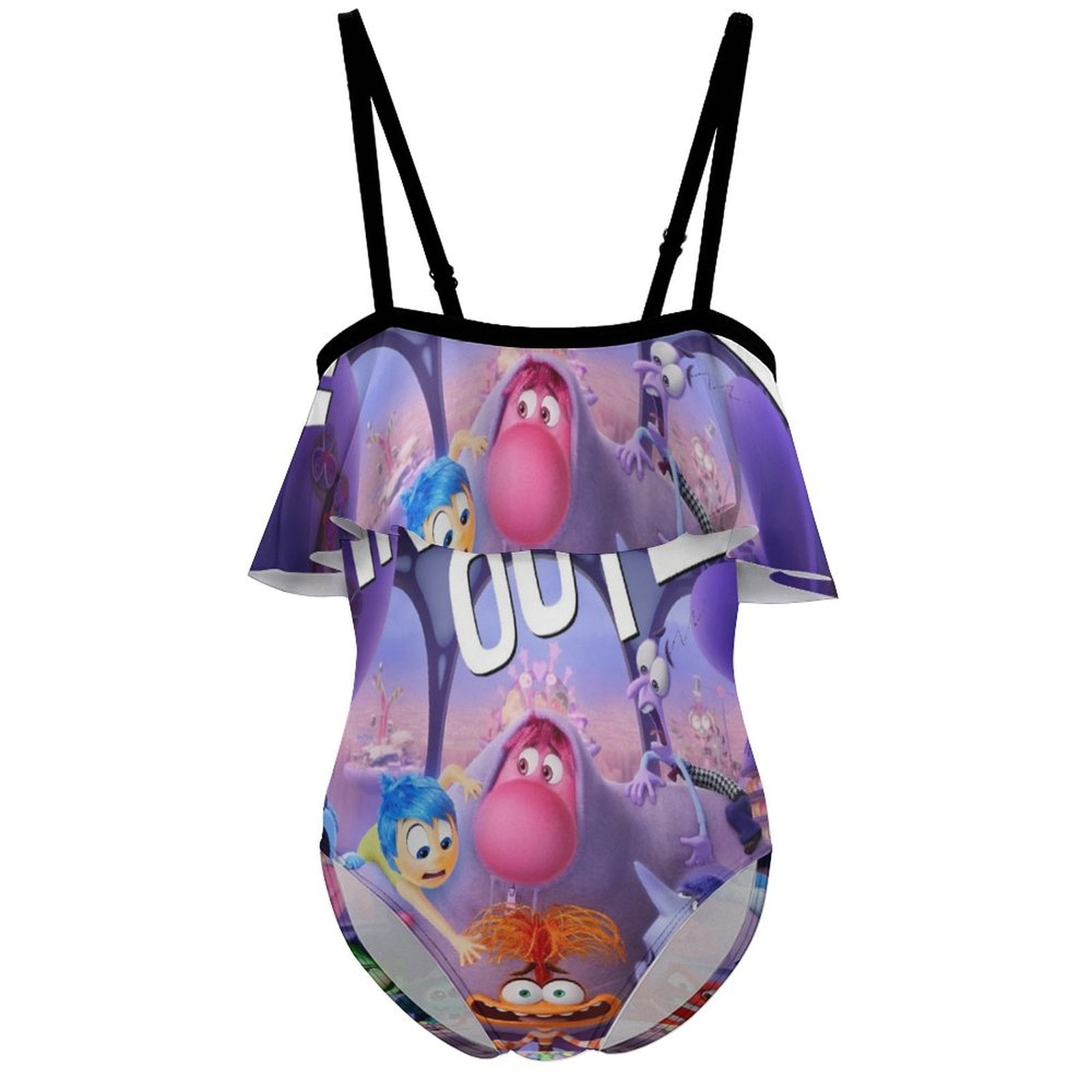 Movie Inside Out Children's Swimsuit Adjustable Off Shoulder Ruffle ...