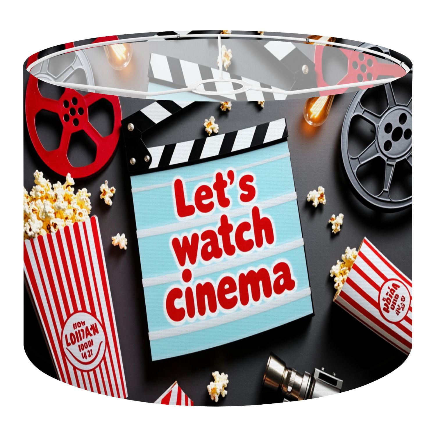 Movie Linen Drum Lampshades Retro Movie Reel Clapperboard Popcorn Red ...
