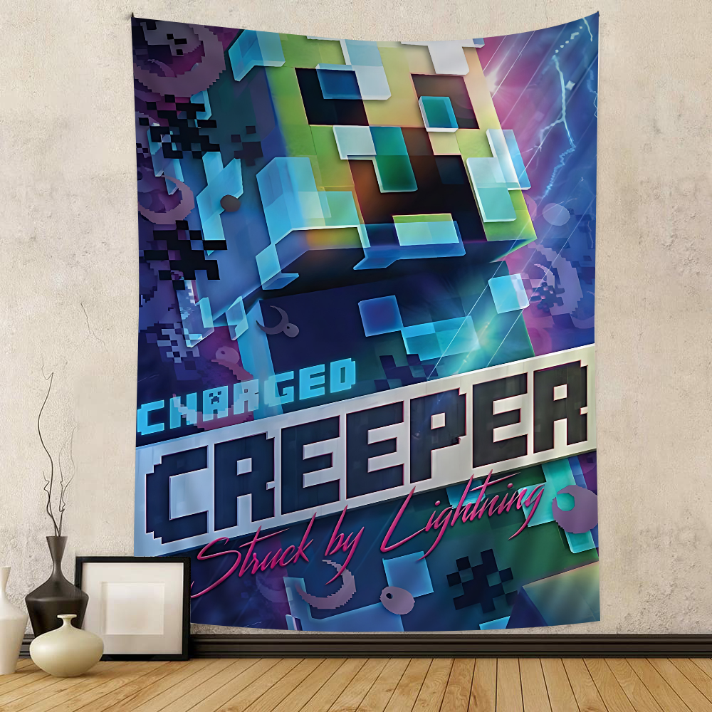 Movie M-Minecraft Cartoon Tapestry Hippie Flower Wall Carpets Dorm ...
