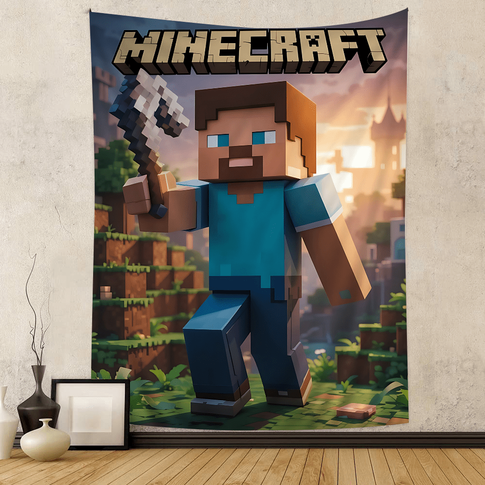 Movie M-Minecraft Cartoon Tapestry Hippie Flower Wall Carpets Dorm ...
