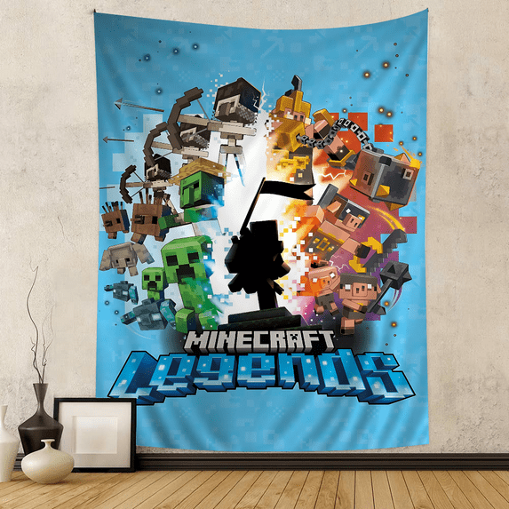 Movie M-Minecraft Cartoon Tapestry Hippie Flower Wall Carpets Dorm ...