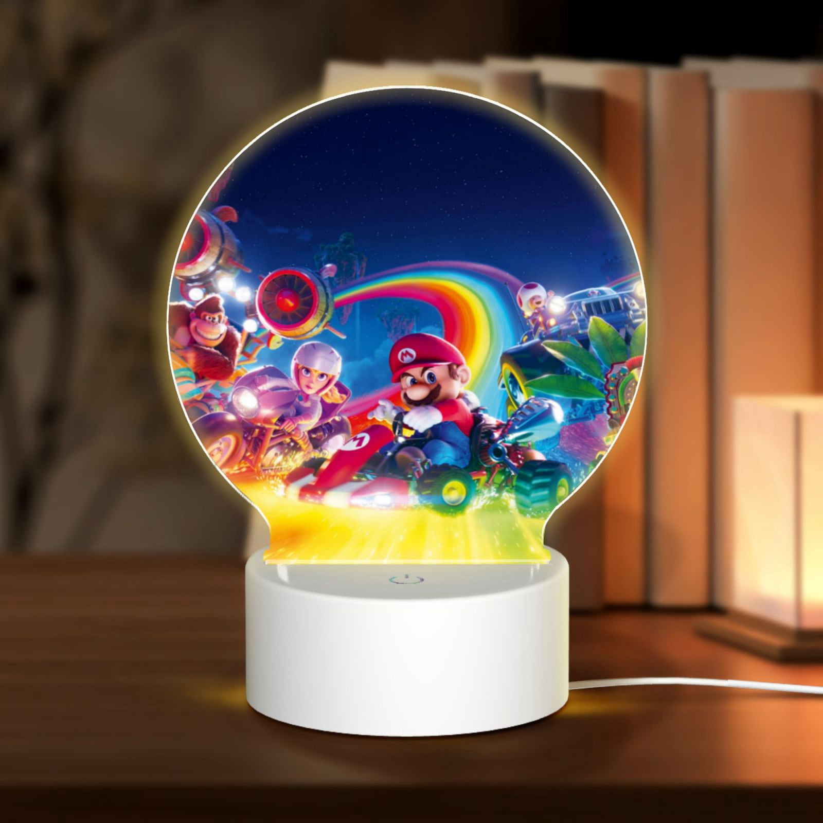 Movie Mario Round Acrylic Night Light Decoration USB Cable LED Lamp ...