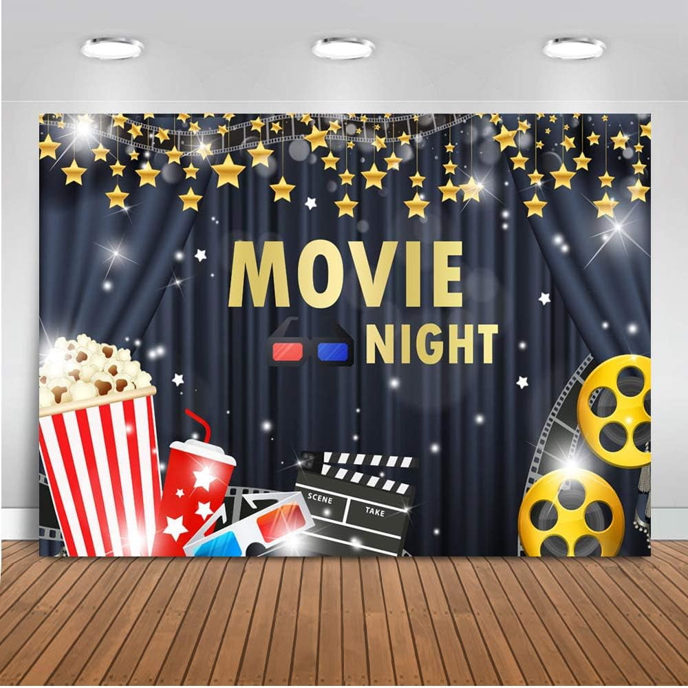 Movie Night Backdrop 7x5ft Cinema Lights Camera Action Birthday Party ...