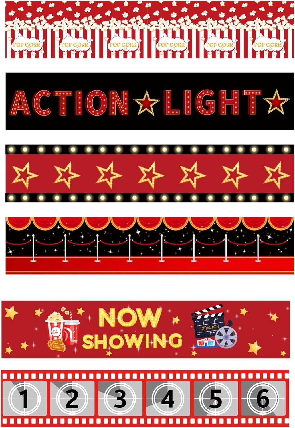 Movie Night Bulletin Board Borders 3 x 12 inch Movie Theater Bulletin ...
