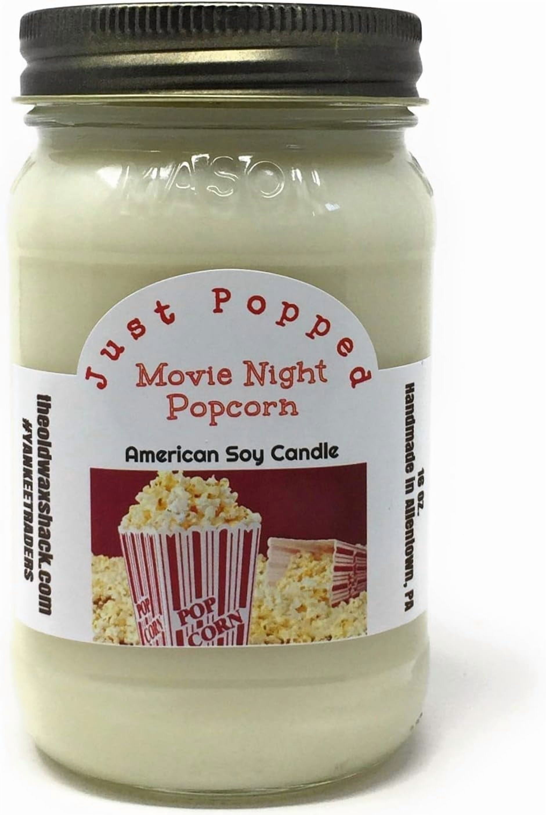 Movie Night, Buttered Popcorn, Soy Candle - 16 Oz. Mason Jar - Walmart.com