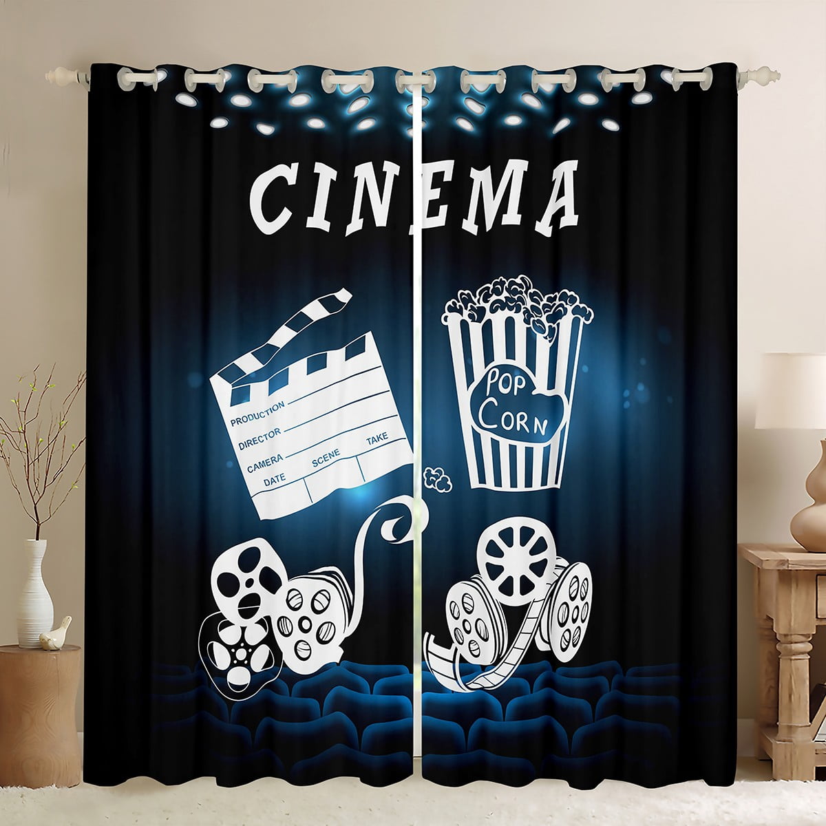 Movie Night Curtainsfor Young Man Couples, Vintage Filmstrip Curtains ...