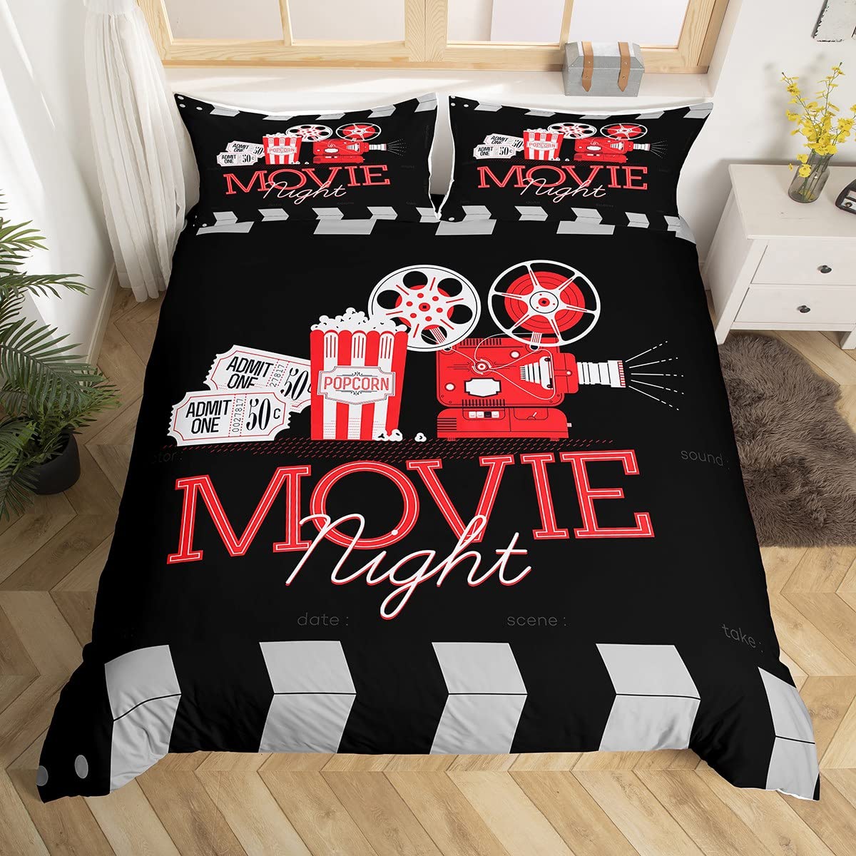Movie Night Duvet Cover Boys Movie Bedding Set for Kids Women Men Ultra ...