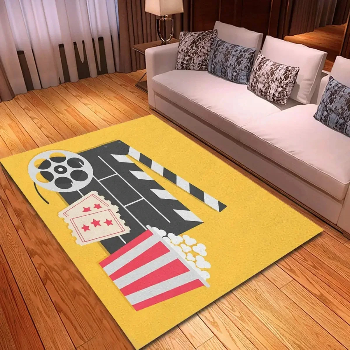 Movie Night Home Theater Floor Mat Non-Slip Retro Cinema Sign Carpet ...