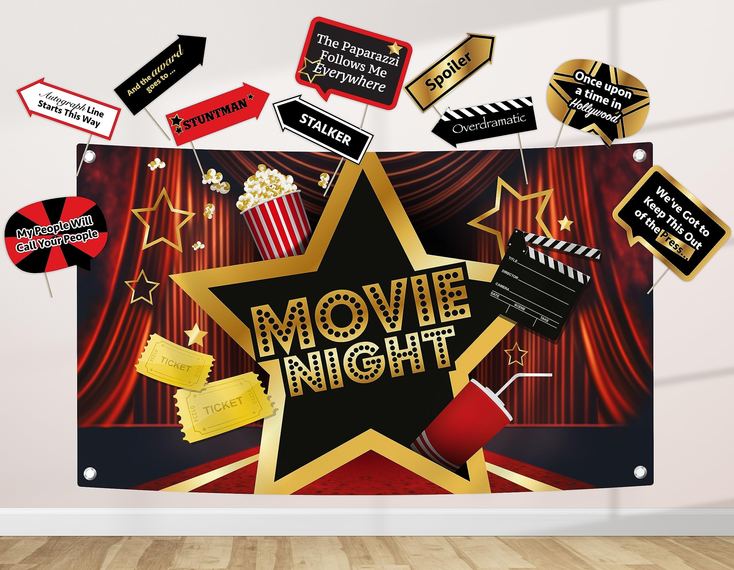 Movie Night Party Decoration Kit - Includes Photography Backdrop & 10 ...