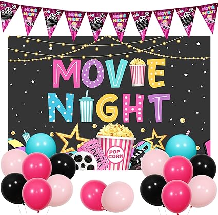 Movie Night Party Decorations for Girls - Including Happy Birthday ...