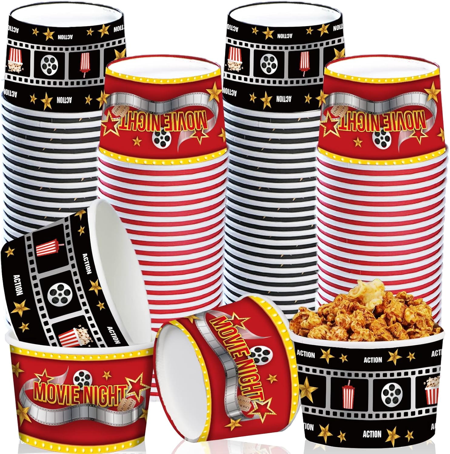 Movie Night Party Supplies Snack Ice Cream Cups Bowls Trays Boxes ...