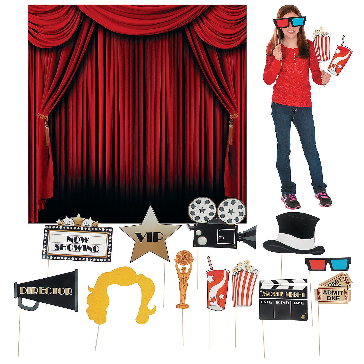 Movie Night Photo Booth Backdrop Kit - 14 Pc - Walmart.com