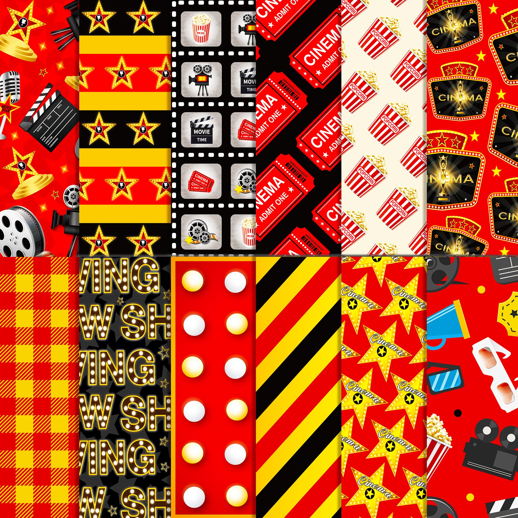 Movie Night Scrapbook Paper OIF8 Pad, 24 Sheets of Movie Red Carpet ...