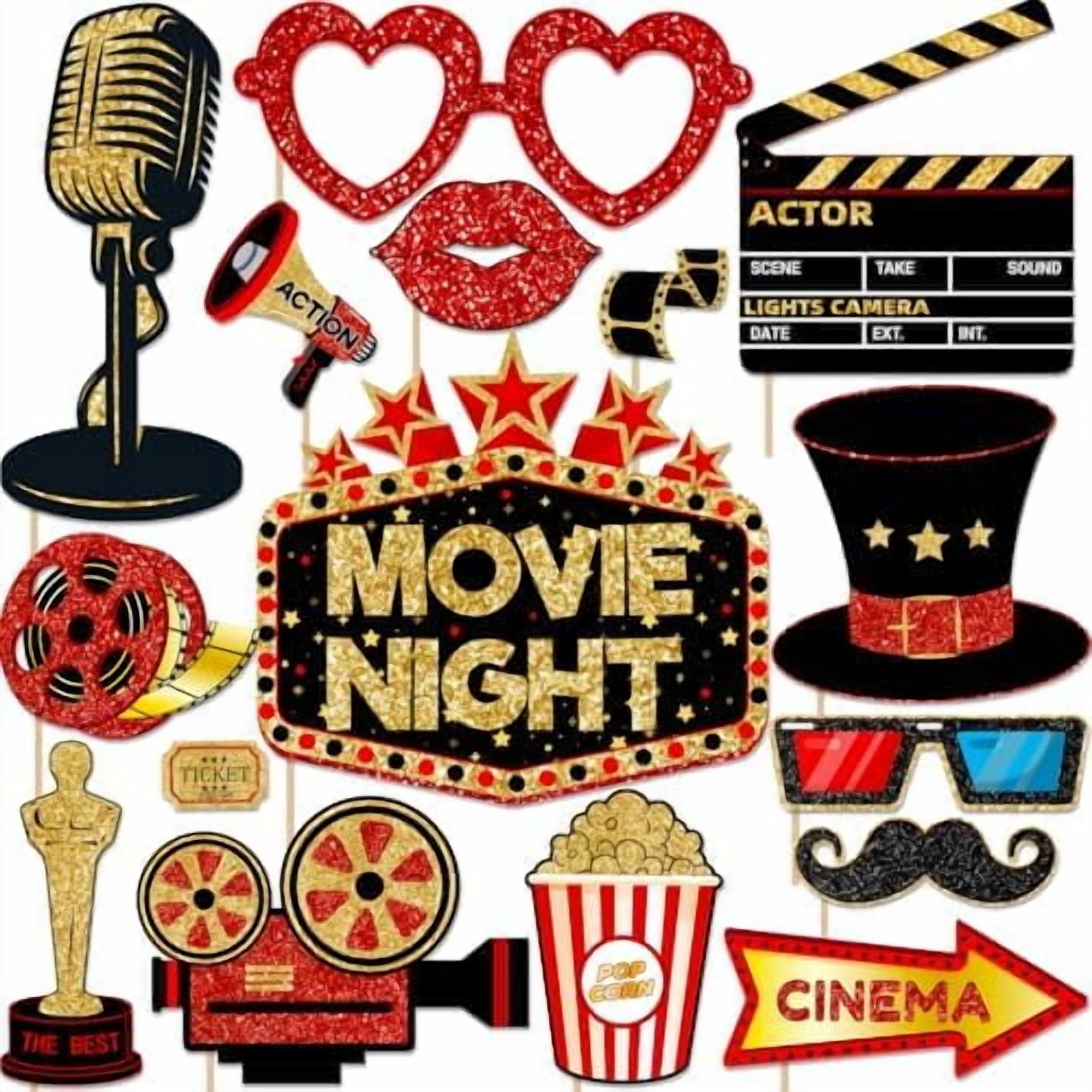 Movie Night Supplies Photo Booth Props Hollywood Photobooth Props for ...