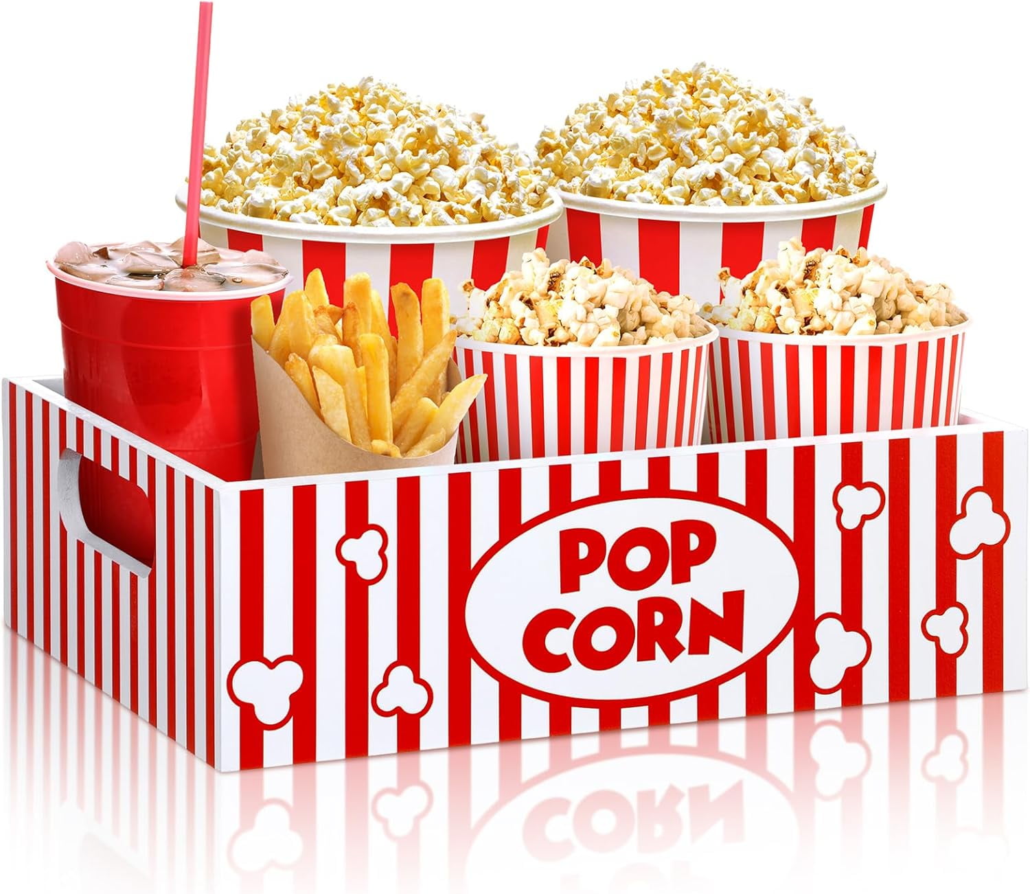 Movie Night Supplies Snack Tray with Handles for Theater Popcorn Bucket ...