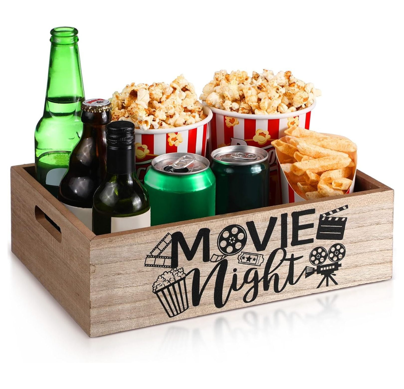 Movie Night Supplies Snack Tray with Handles for Theater Popcorn Bucket ...
