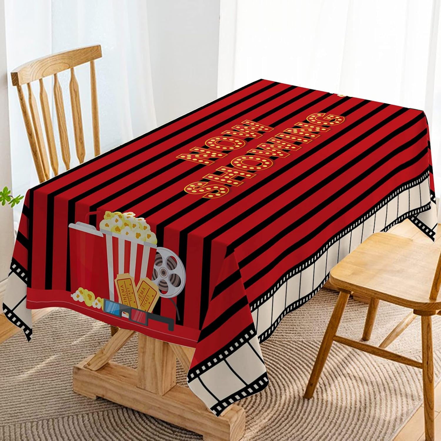 Movie Night Table Cloth Rectangular Now Showing Table Cover Movie ...
