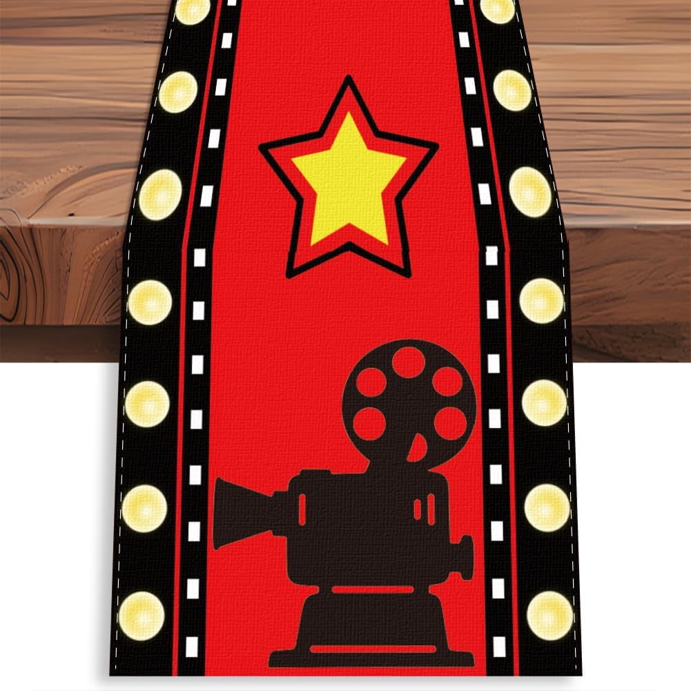 Movie Night Table Runner 13x72 Inch Red Carpet Kitchen Dining Table ...