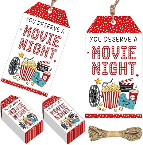 Movie Night Thank You Favor Tags, 50Pcs Movie Thank You Tags Cinema ...