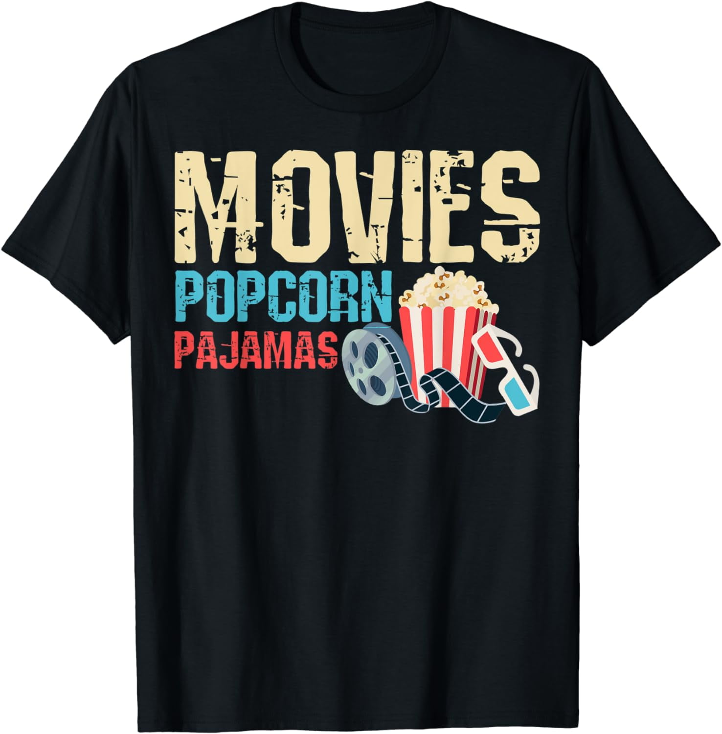 Movie Pajama Party Movies Popcorn Pajamas Movie Night T-Shirt - Walmart.com