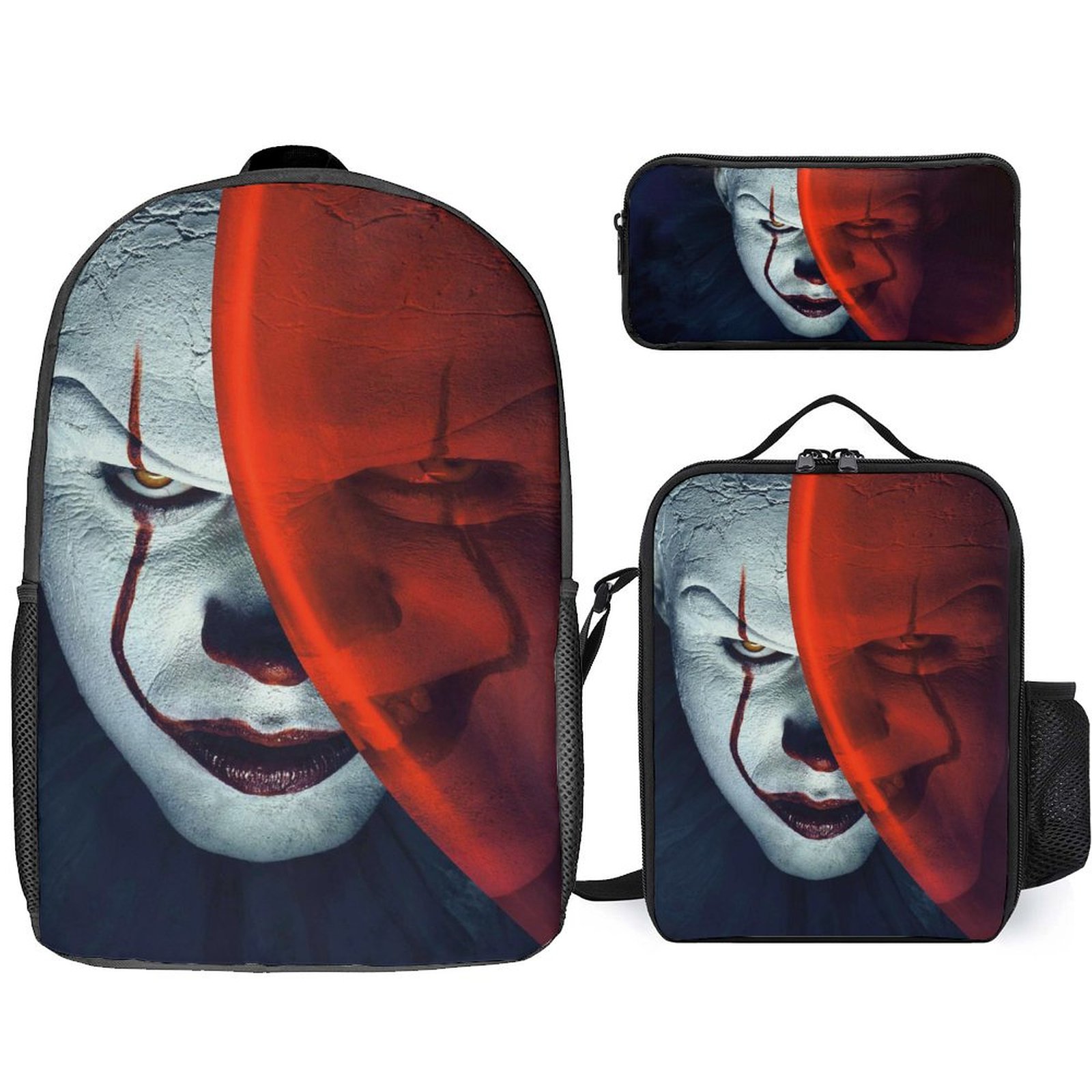Movie Pennywise Schoolbag With Lunch Bag Pencil Case Set Unisex Laptop ...