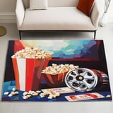 Movie Popcorn Filmstrip Area Rug, Cinema Ticket Poster Door Mat, Film ...