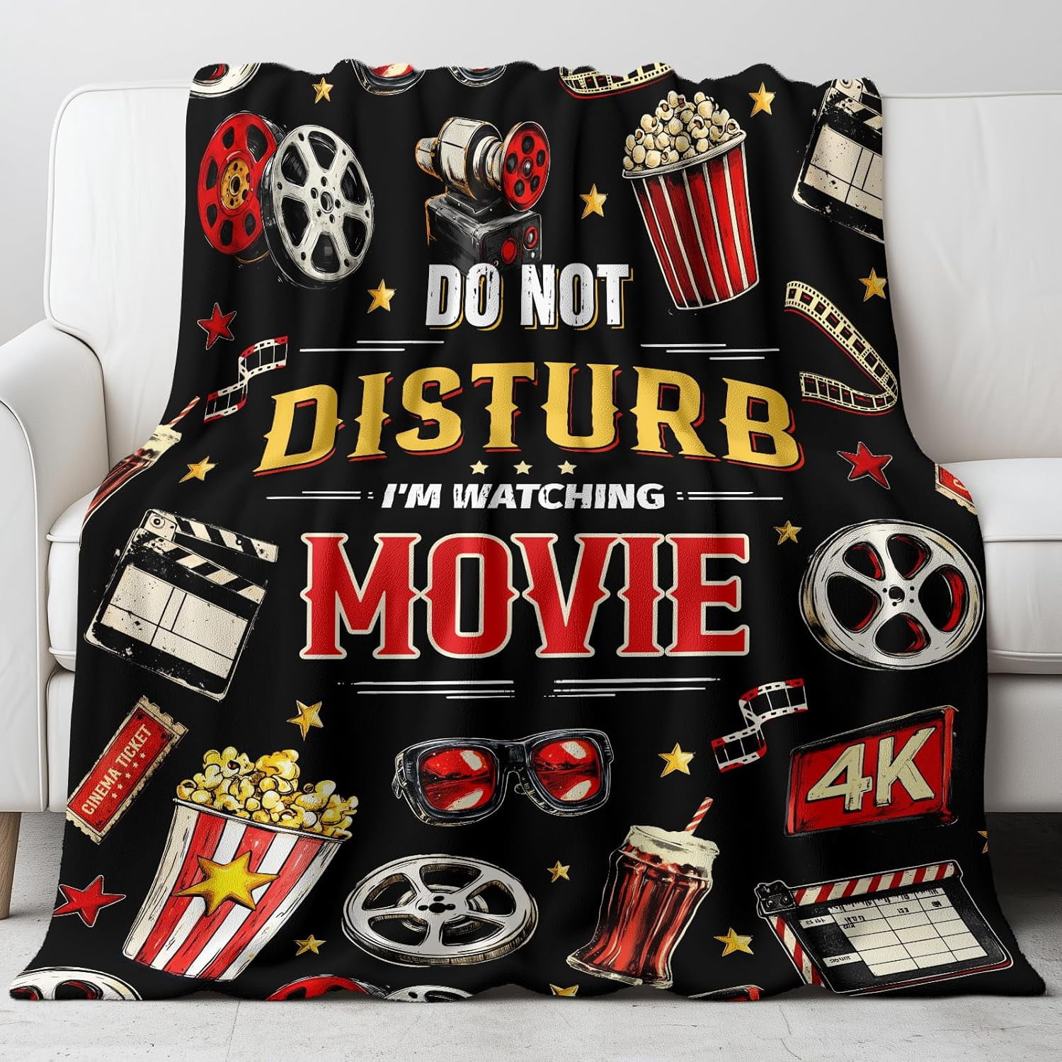 Movie Popcorn Gifts Blanket Theater Home Film Cinema Decor for Bedroom ...