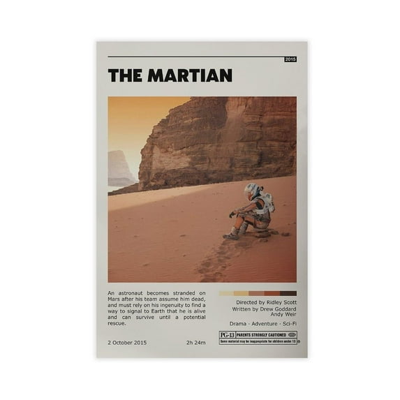 Movie Posters The Martian Living Room Bedroom Study Decoration1 Canvas ...