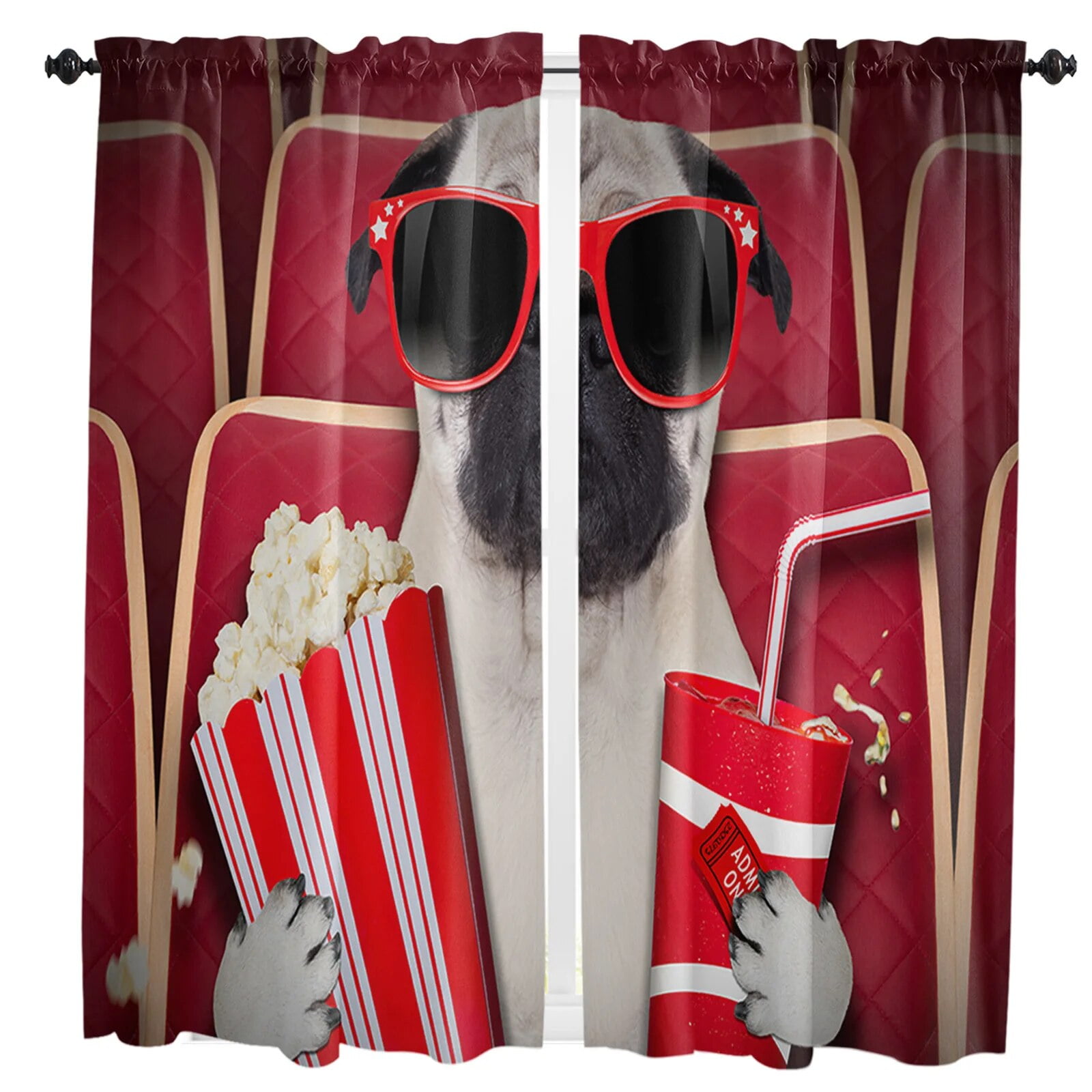 Movie Projector Popcorn Retro Style Curtains in the Kids Bedroom Living ...