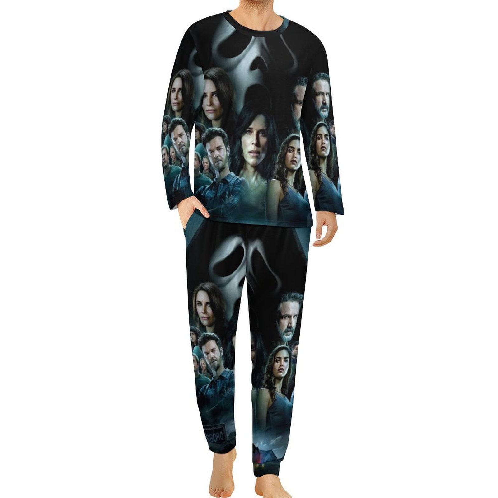 Movie Scream Ghostface Men's Pajama Set Long Sleeve Crew Neck T Shirt ...