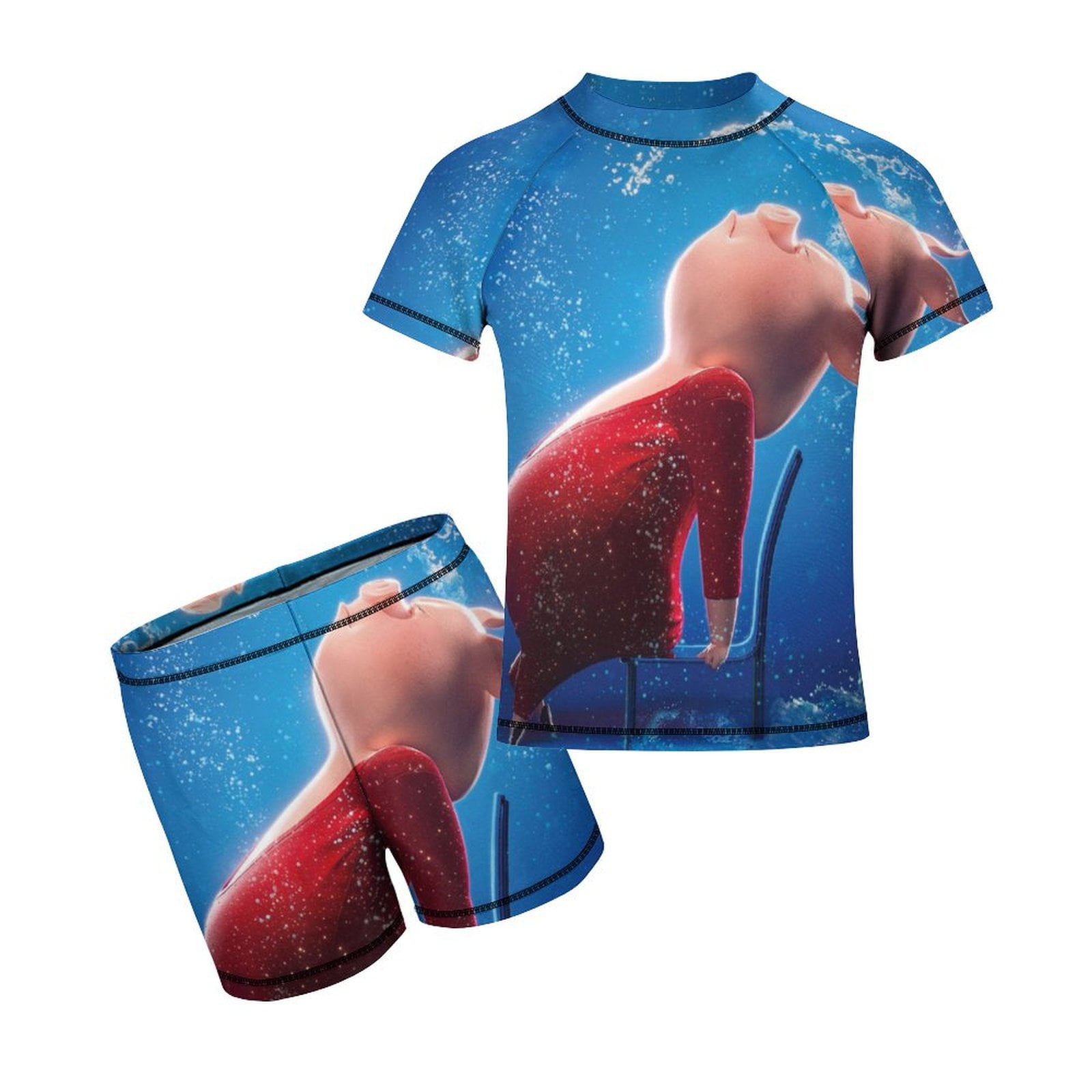 Movie Sing 2 Boys Rash Guard Set 2 Piece Swimsuits Short Sleeve Bathing ...