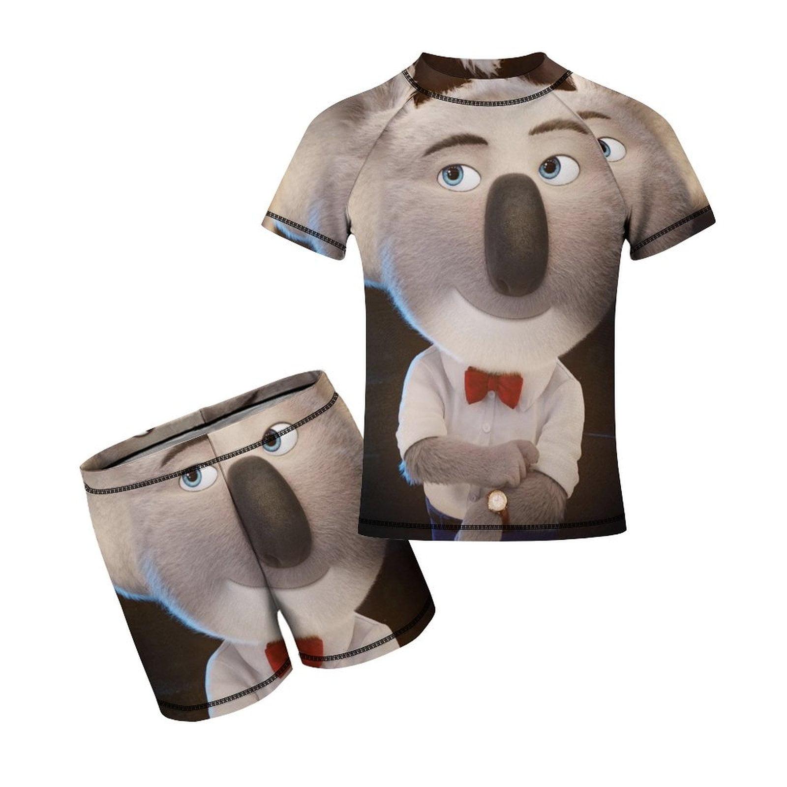 Movie Sing 2 Boys Rash Guard Set 2 Piece Swimsuits Short Sleeve Bathing ...