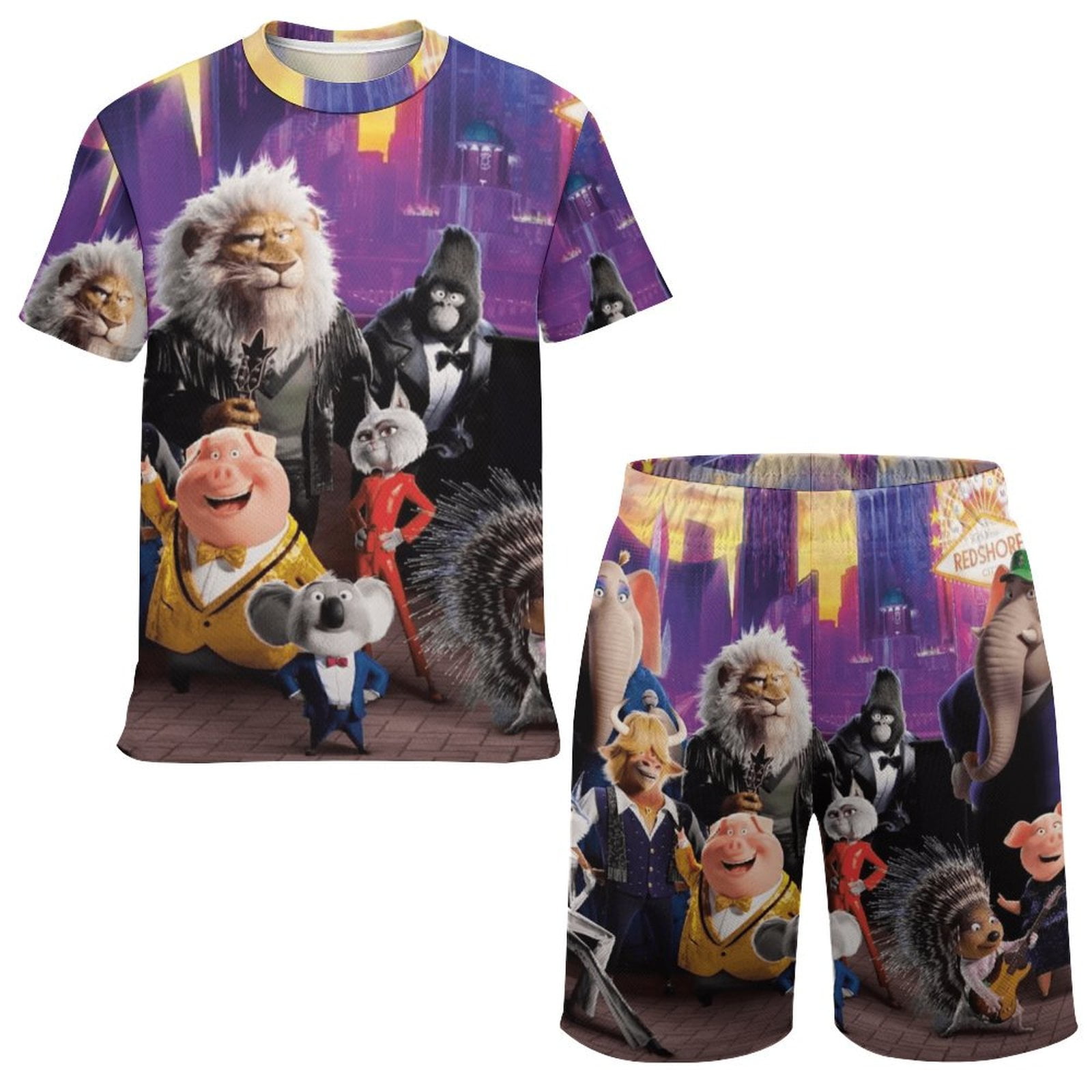 Movie Sing 2 Boys Short Sleeve Mesh T-Shirt And Shorts Outfit Set ...