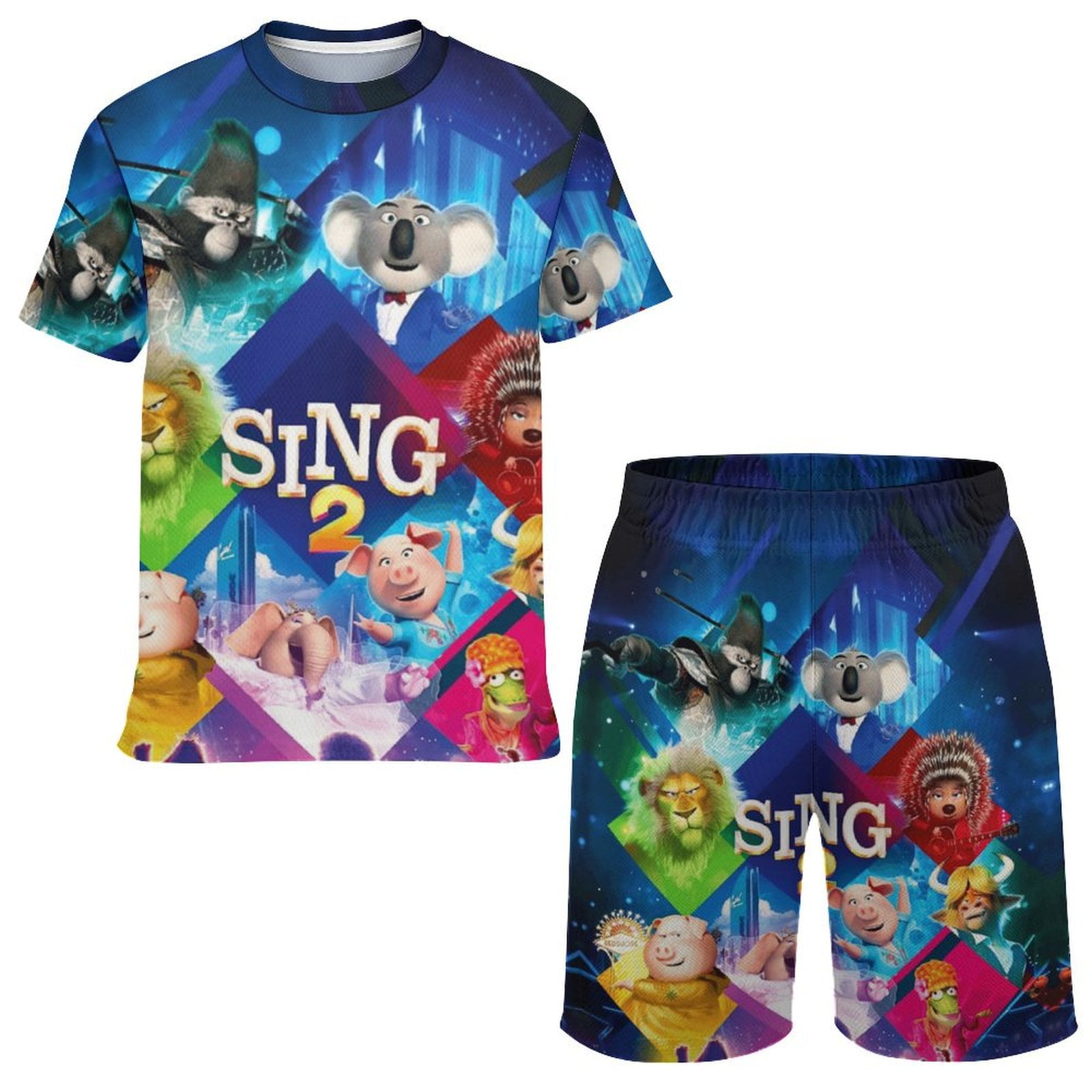Movie Sing 2 Boys Short Sleeve Mesh T-Shirt And Shorts Outfit Set ...