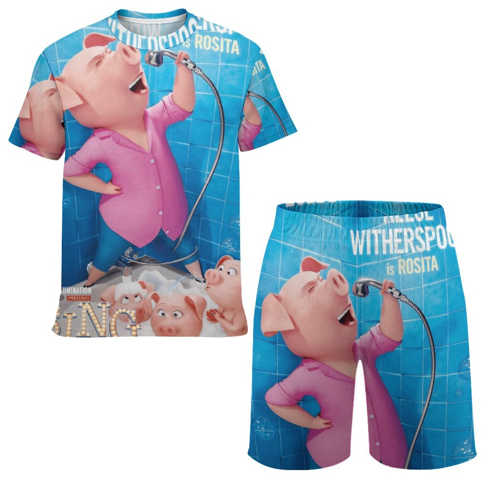 Movie Sing 2 Boys Short Sleeve Mesh T-Shirt And Shorts Outfit Set ...