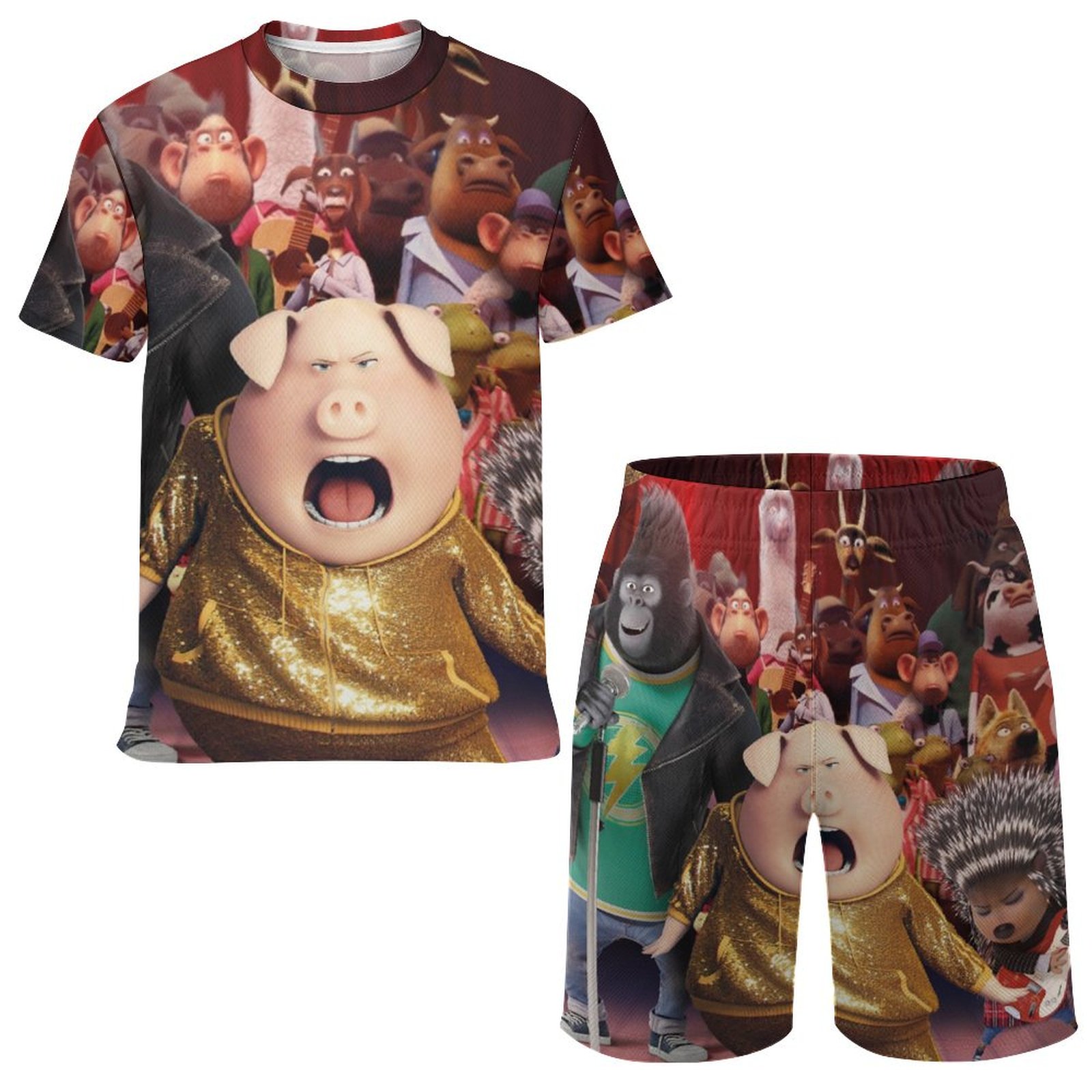 Movie Sing 2 Boys Short Sleeve Mesh T-Shirt And Shorts Outfit Set ...
