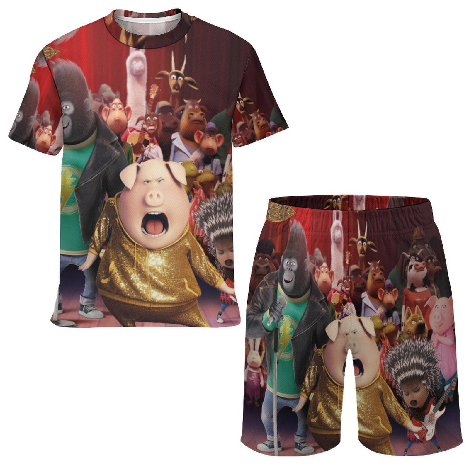 Movie Sing 2 Boys Short Sleeve T-Shirt And Mesh Shorts Outfit Set for ...