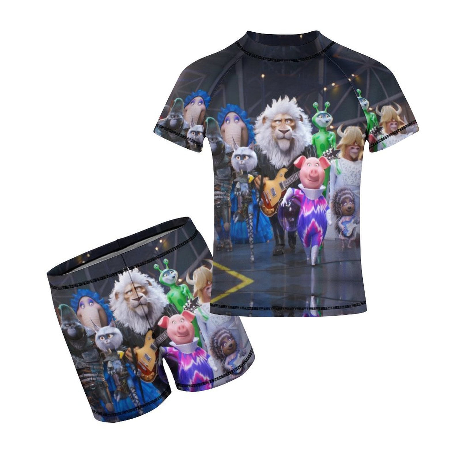 Movie Sing 2 Boys Two Piece Rash Guard Swimsuits Kids Short Sleeve ...