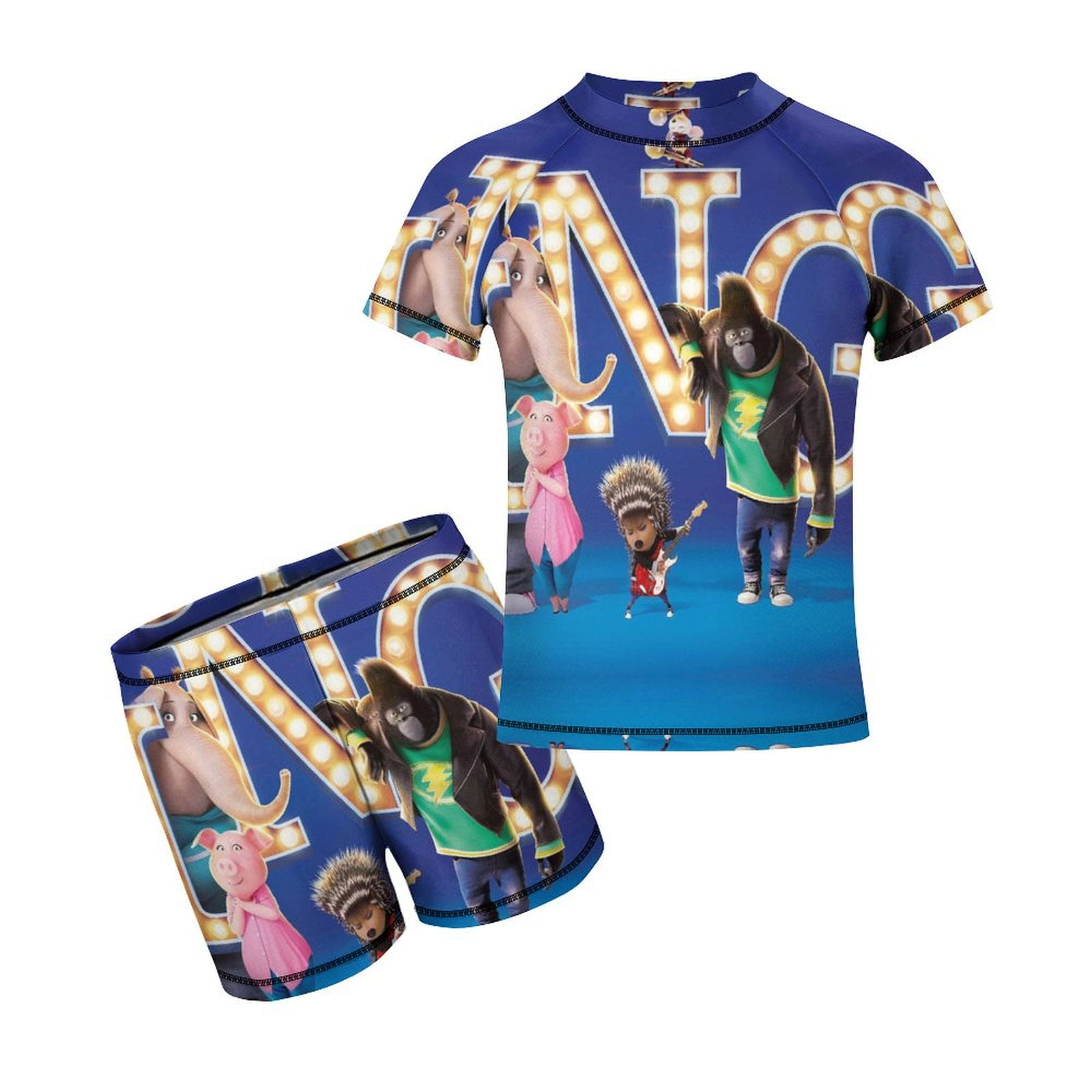Movie Sing 2 Boys Two Piece Rash Guard Swimsuits Kids Short Sleeve ...