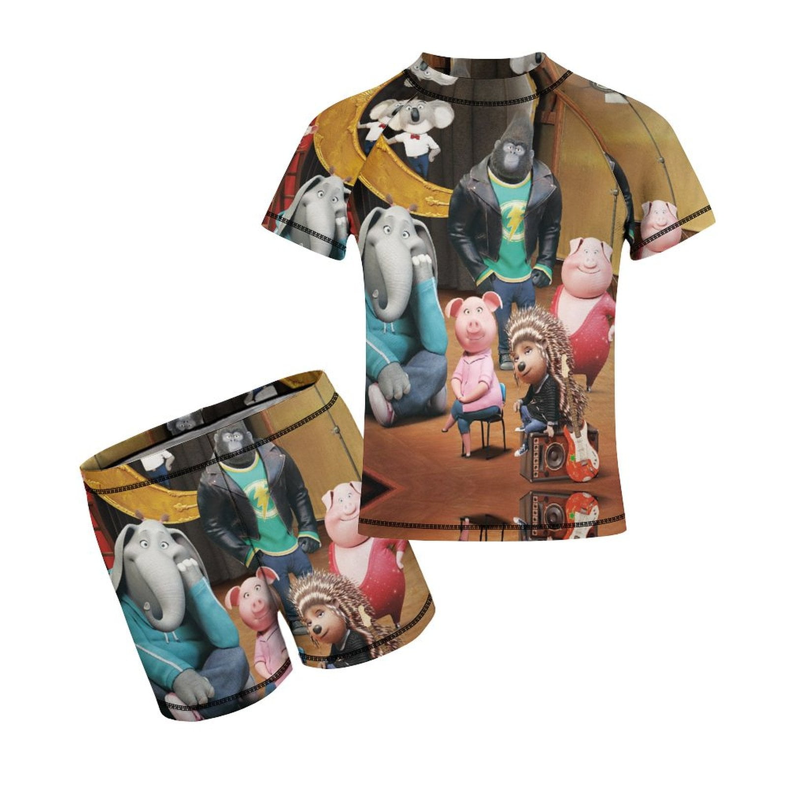 Movie Sing 2 Boys Two Piece Rash Guard Swimsuits Kids Short Sleeve ...