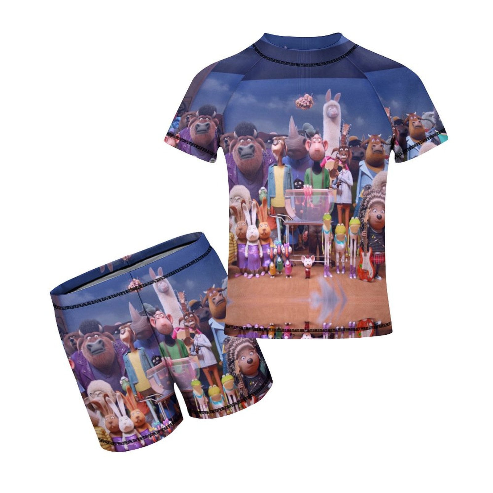 Movie Sing 2 Boys Two Piece Rash Guard Swimsuits Kids Short Sleeve ...