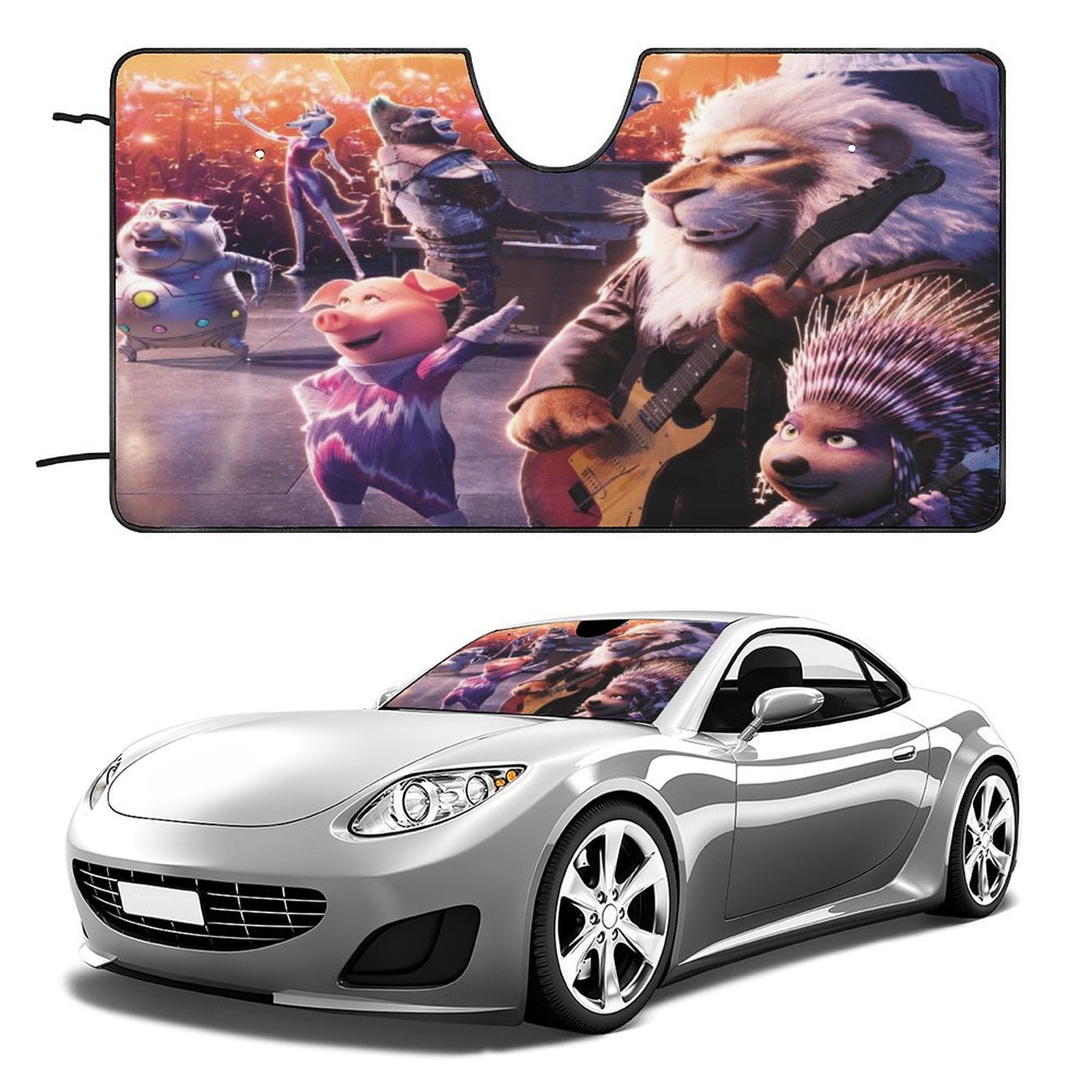 Movie Sing 2 Car Windshield Sun Shade, Foldable Sun Shade for Car Truck SUV Van Blocks UV Ray ...