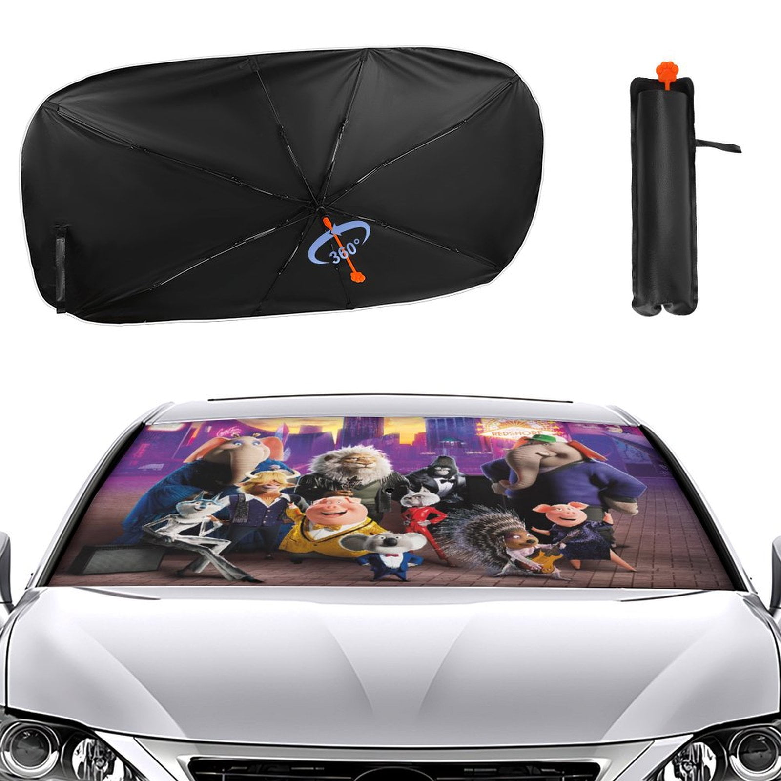 Movie Sing 2 Car Windshield Sun Shade Umbrella, Windshield Sun Shade Cover with 360°Rotation ...