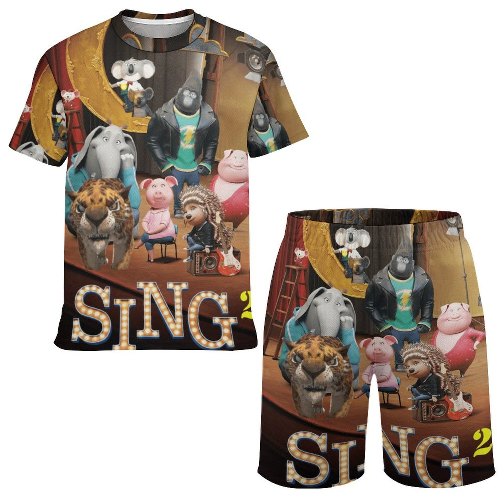 Movie Sing 2 Kids Short Sleeve T-Shirt And Mesh Shorts Outfit Set for ...