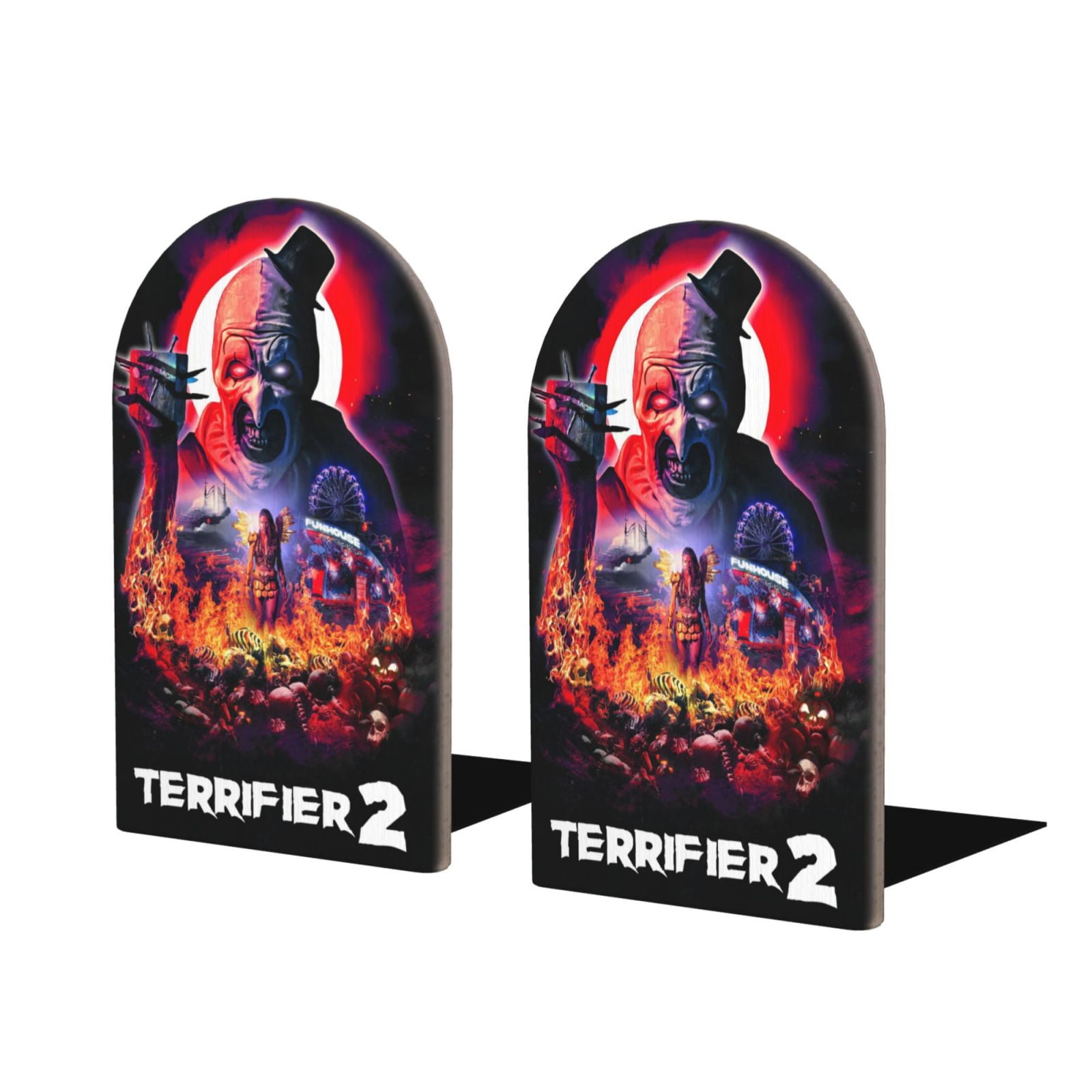 Movie Terrifier 2 Bookends Wood Book Divider Shelves Non-Skid Book ...