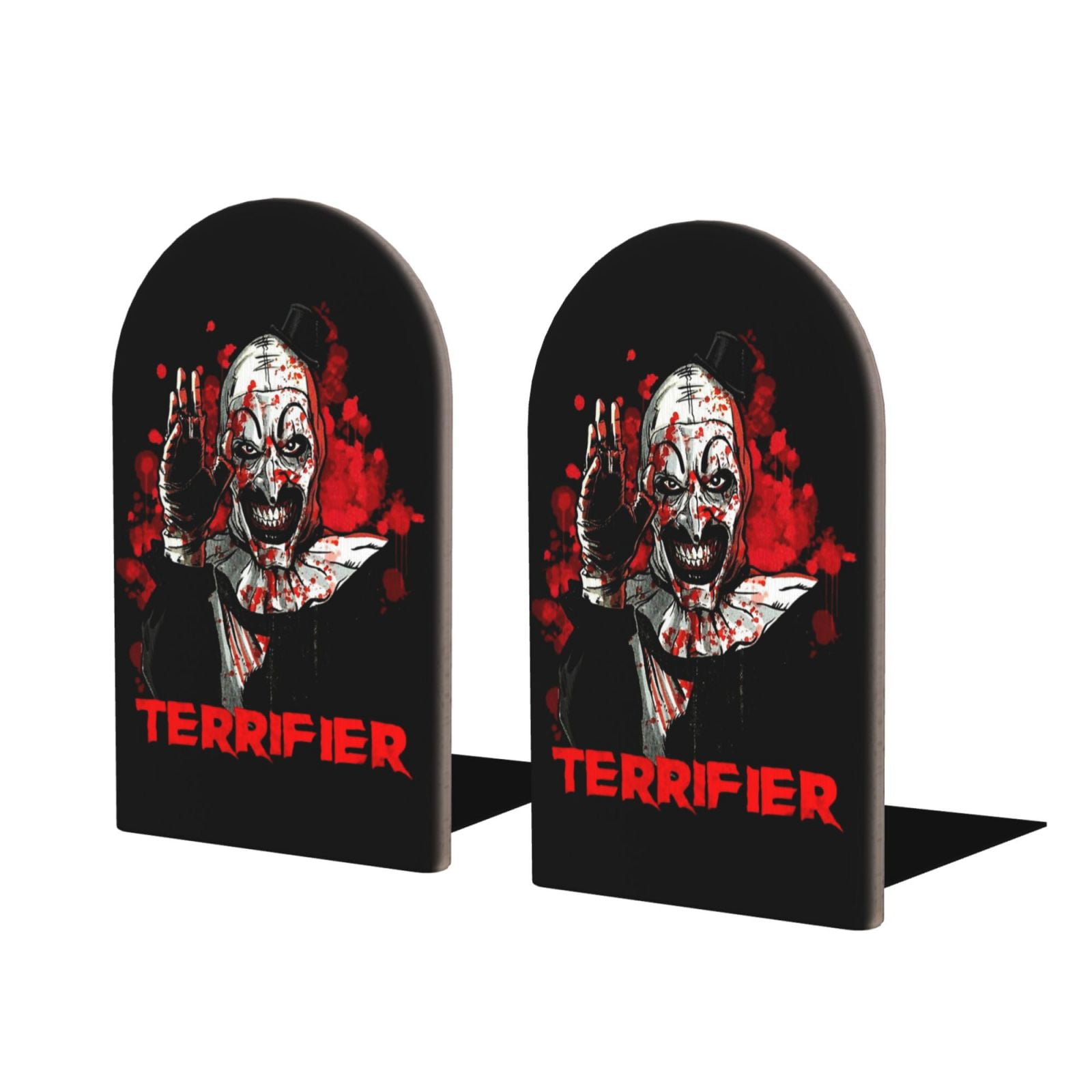 Movie Terrifier Bookends Wood Book Divider Shelves Non-Skid Book Stand ...