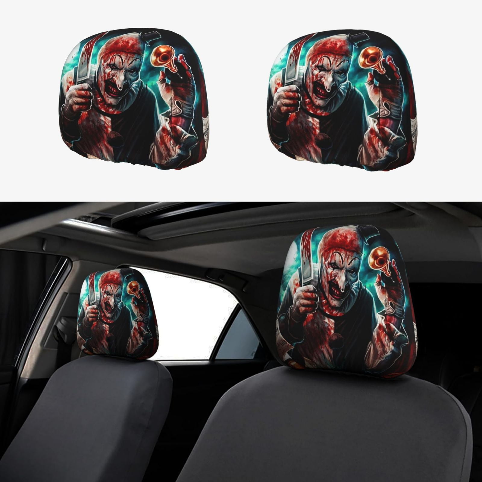 Movie Terrifier Poster Car Headrest Cover 2 Pcs Breathable Soft Car ...
