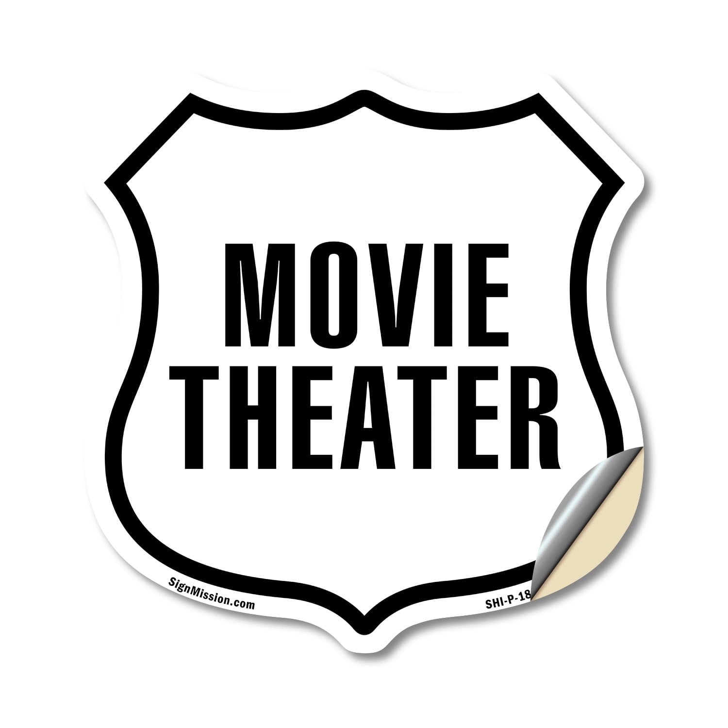 Movie Theater 12 inch X 12 inch Shield Shaped Heavy Duty 3.2 mil Vinyl ...