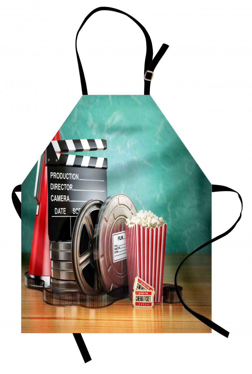 Movie Theater Apron Production Theme 3D Film Reels Clapperboard Tickets ...