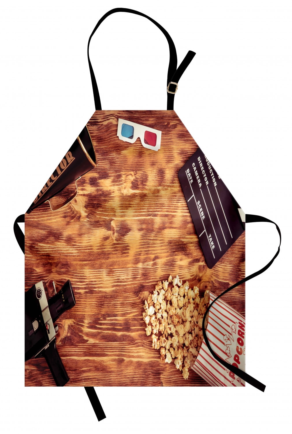 Movie Theater Apron Retro Cinema Objects on a Wooden Table Top View ...